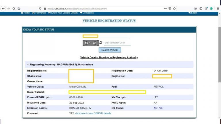 How to Check RC Status by Application and Vehicle number - Onlineservicess