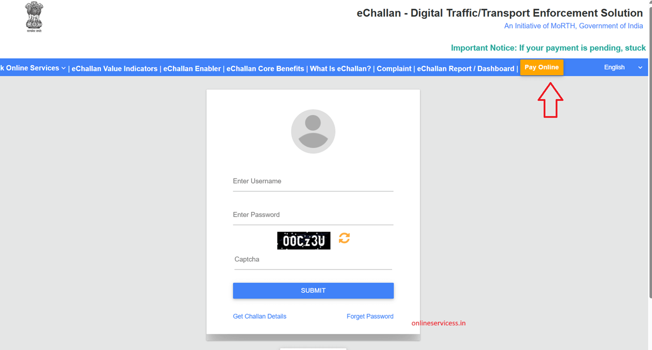 E Challan check and Pay Online - check pending status (echallan ...