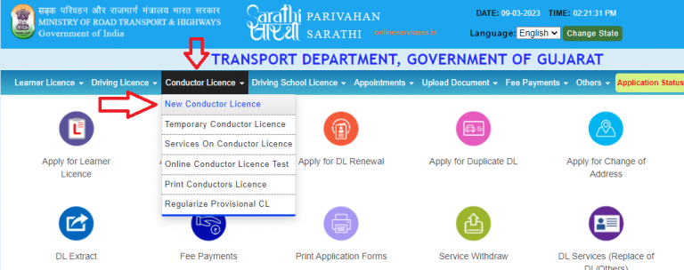 Conductor Licence - Apply online using Parivahan Portal - Onlineservicess